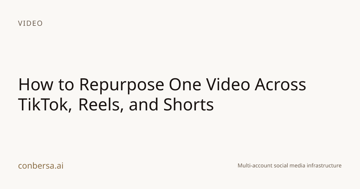 How to Repurpose One Video Across TikTok, Reels, and Shorts | Conbersa